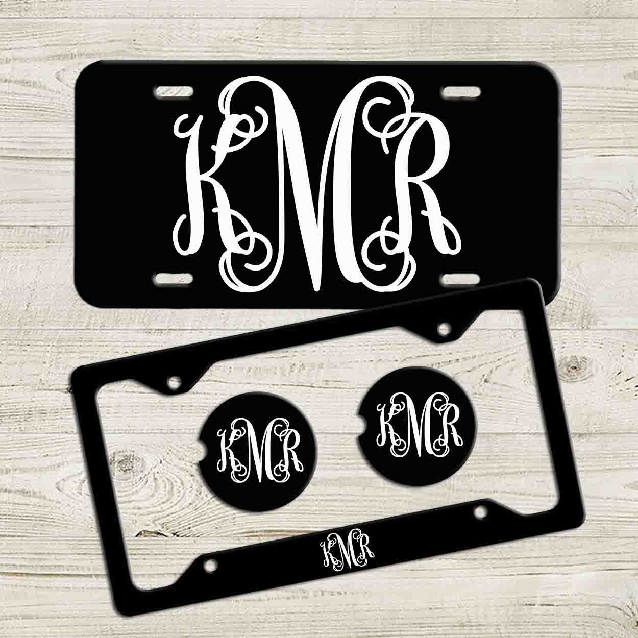 Black License Plate, Monogram Car Tag, Front License Plate Personalized ...