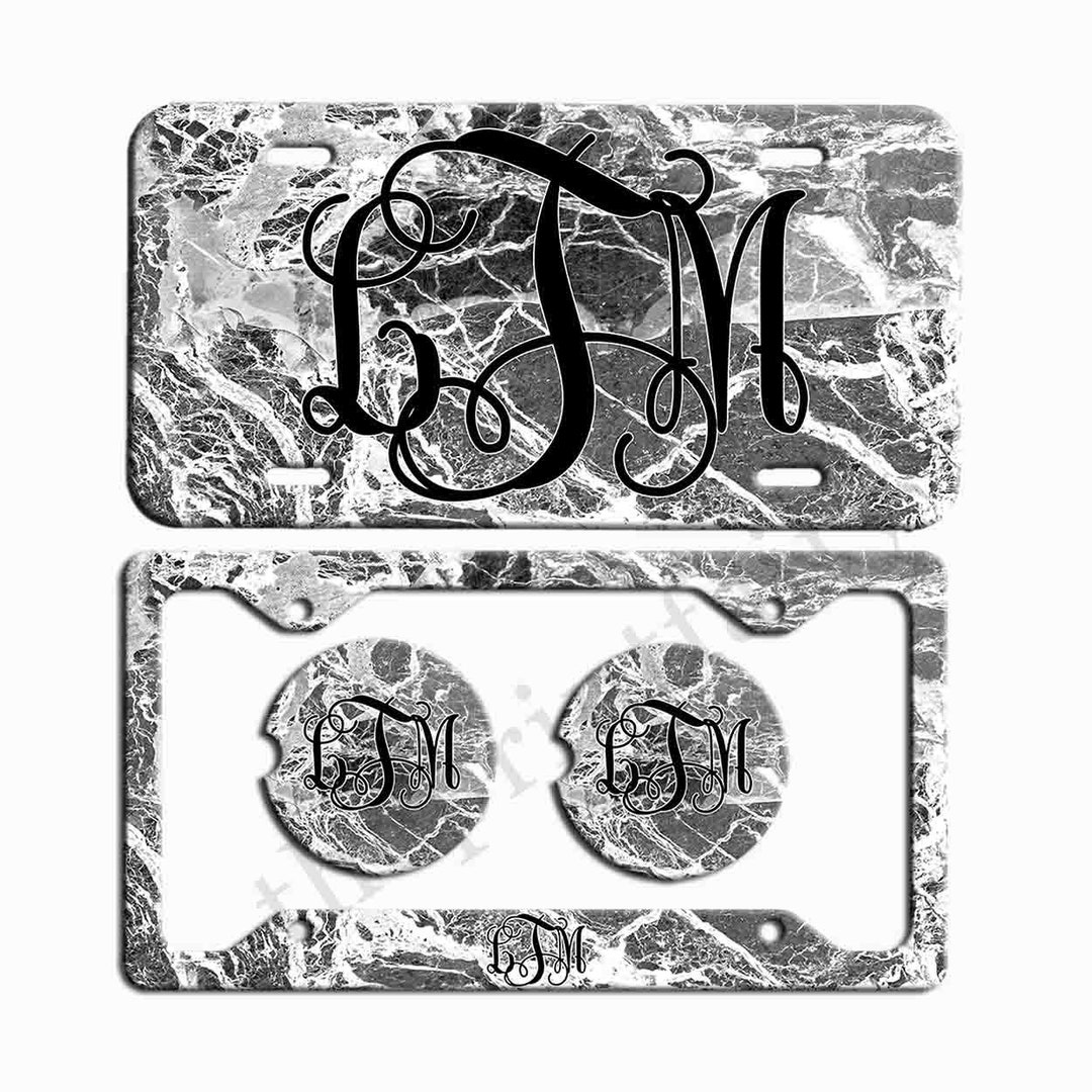 Grey Marble Look License Plate-monogram Car Tag, Front License Plate ...