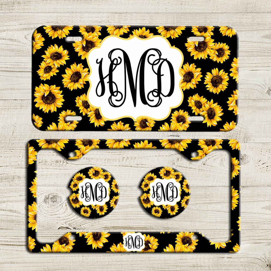 Sunflower License Plate, Monogrammed License Plate Frame, Personalized ...