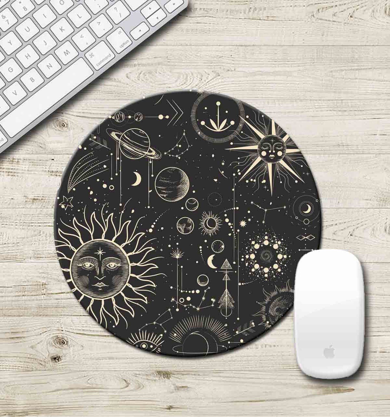Mouse Pad Celestial Pattern Sun and Moon Mouse Pad, Rectangle Mouse Mat ...