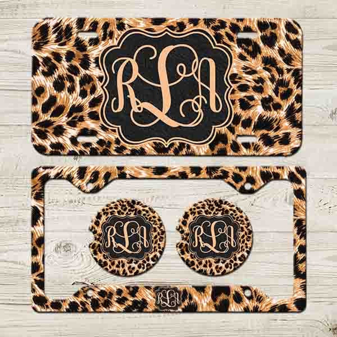 Leopard Cheetah License Plate Monogram Car Tag Animal Print Car Tag ...
