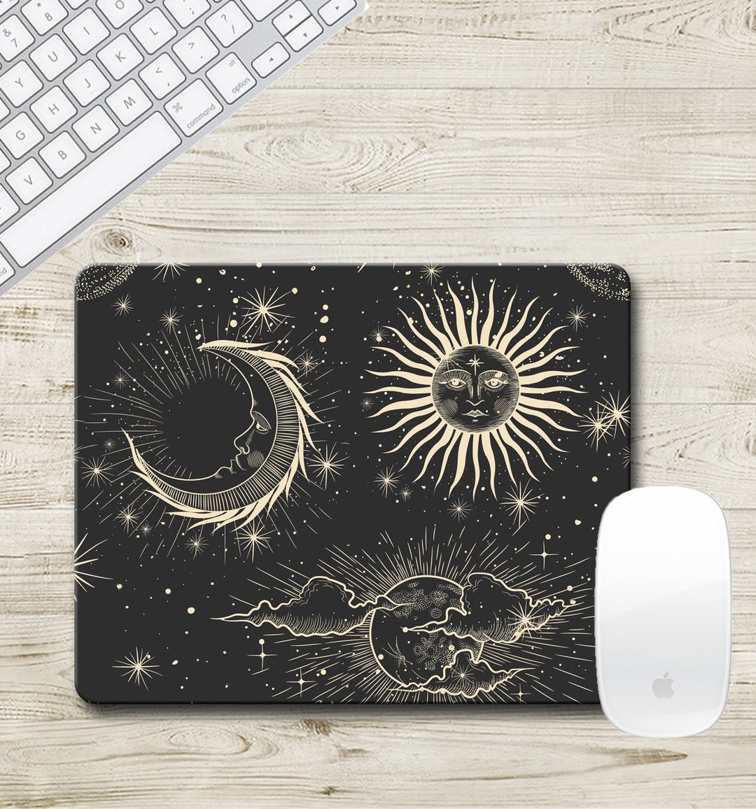 Mouse Pad Celestial Pattern Sun and Moon Mouse Pad, Rectangle Mouse Mat ...