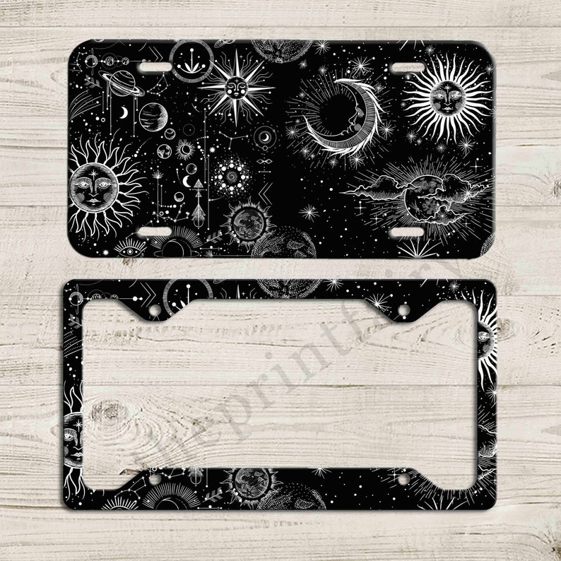 Celestial Pattern Sun and Moon License Plate Frame - Etsy