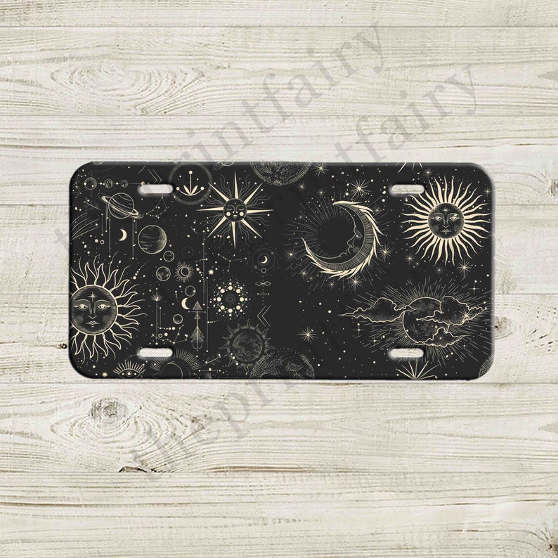 Celestial Pattern Sun and Moon License Plate Frame | Etsy