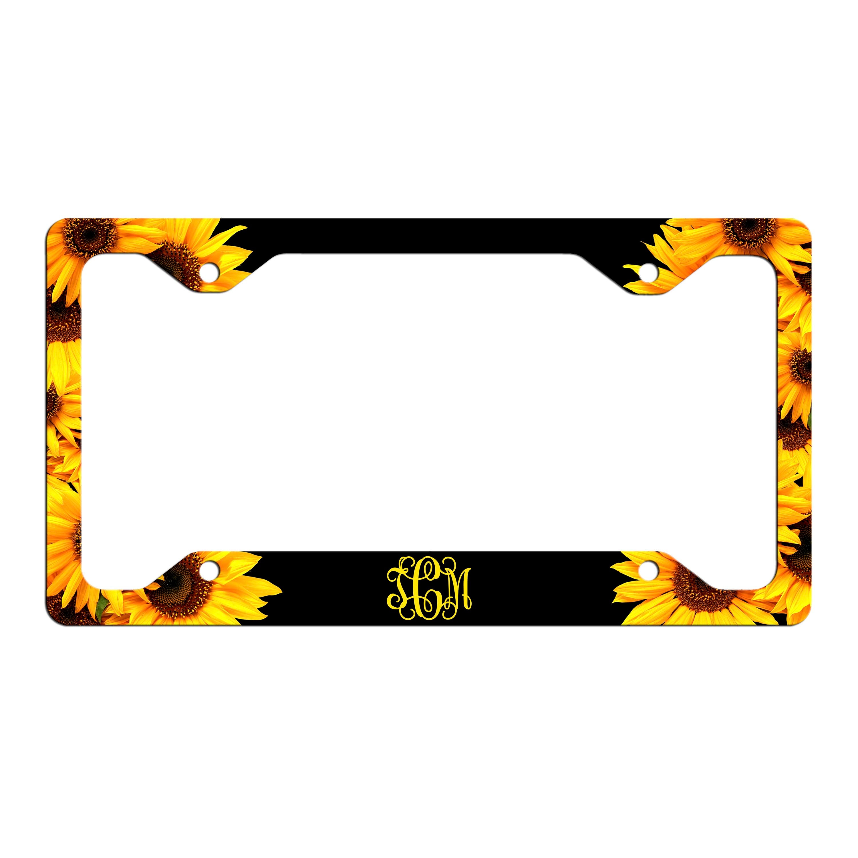 Sunflower License Plate Frame, Monogrammed License Plate, Personalized ...