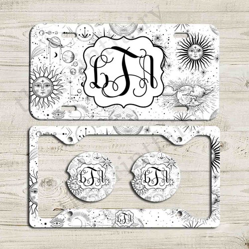 Celestial Pattern Sun and Moon License Plate Frame - Etsy