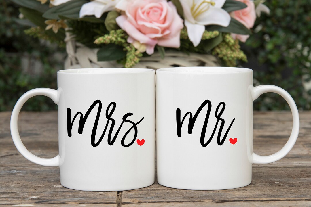 Mr & Mrs Mugs, Couple Gift, Custom Wedding Gift, Hubby and Wifey Mug ...