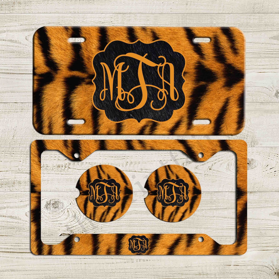 Tiger Cheetah License Plate Monogram Car Tag Animal Print Car Tag ...