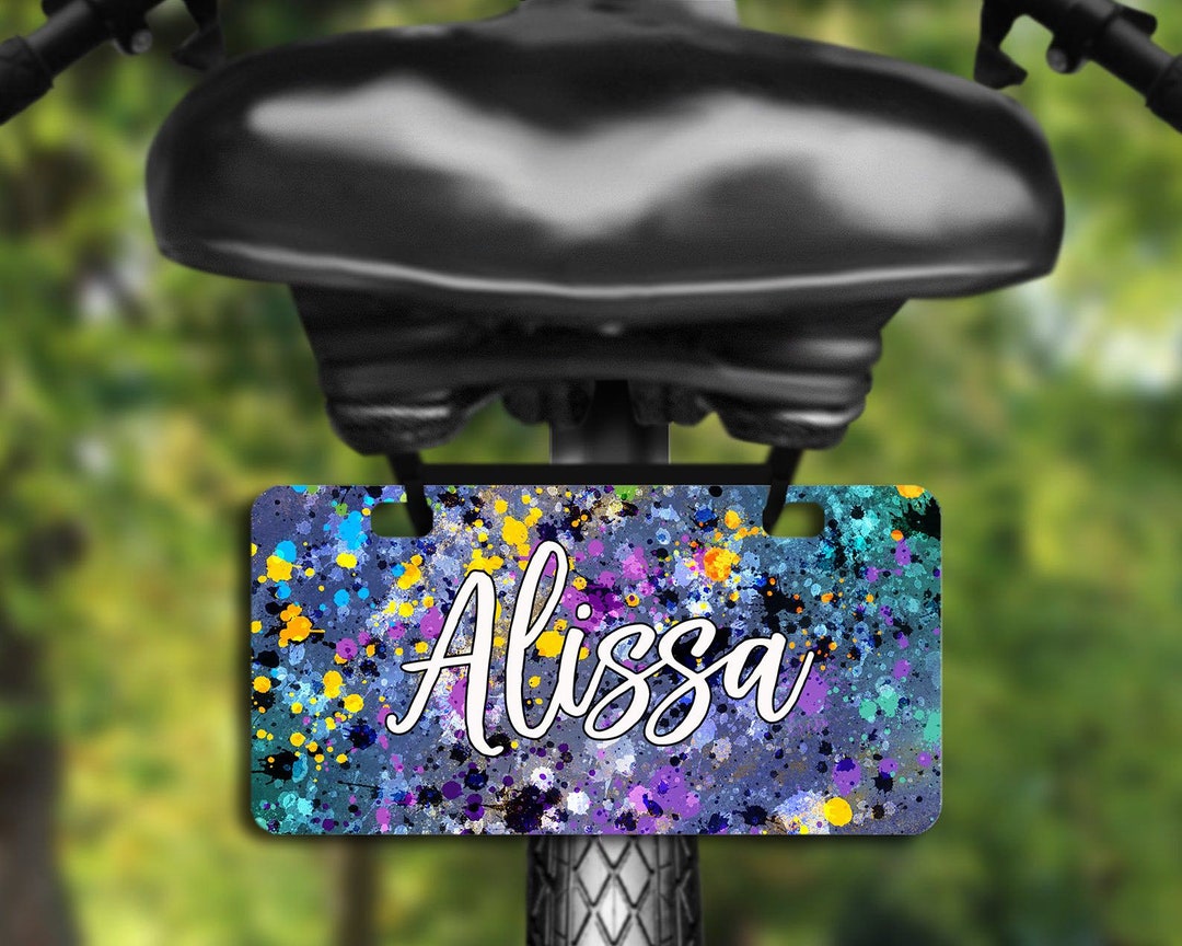 Blue Paint Splatter Bicycle Plate, Mini License Plate, Personalized ...