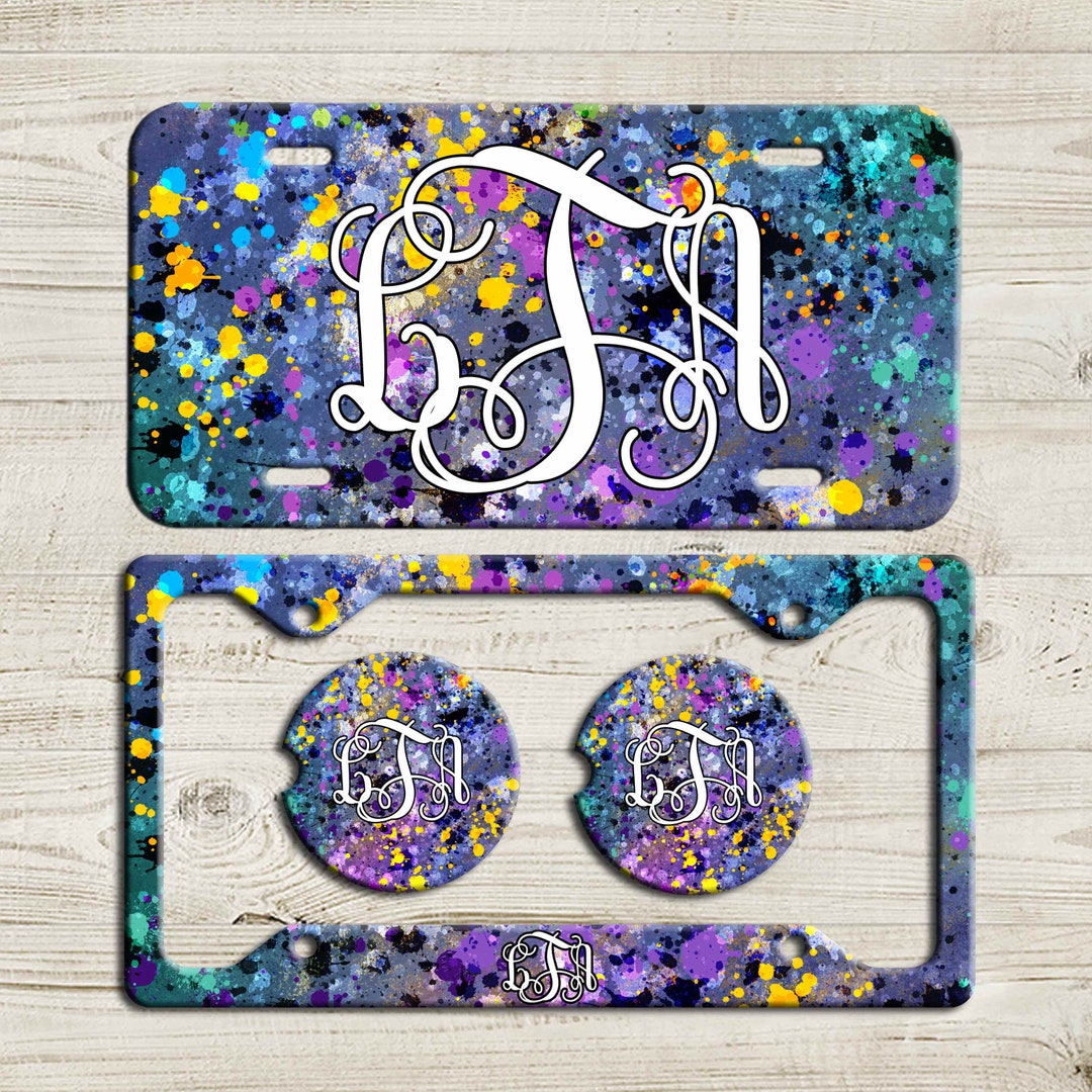 Paint Splatter License Plate Monogram Car Tag Animal Print Car Tag ...