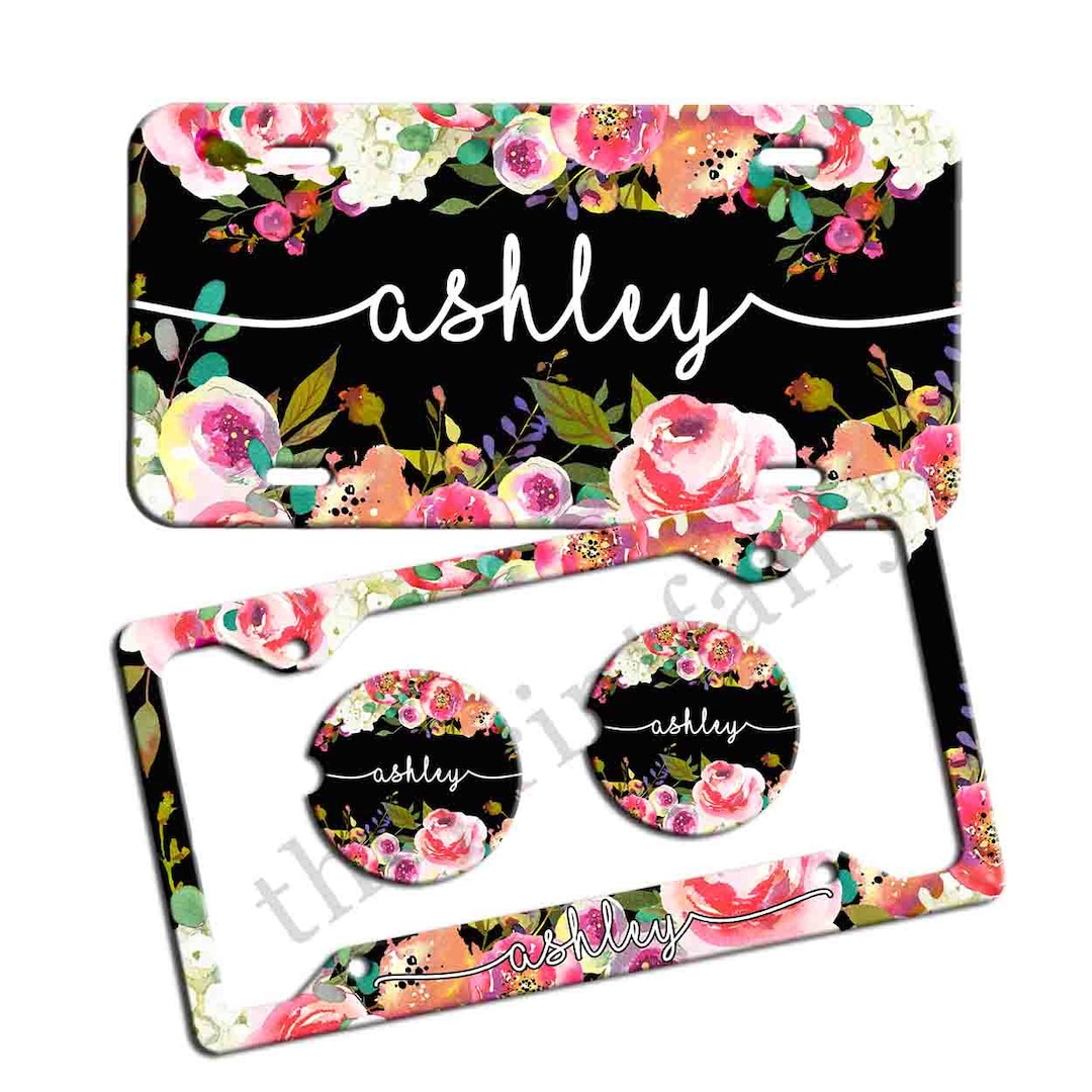 Floral License Plate - Personalized Front License Plate - Monogrammed ...