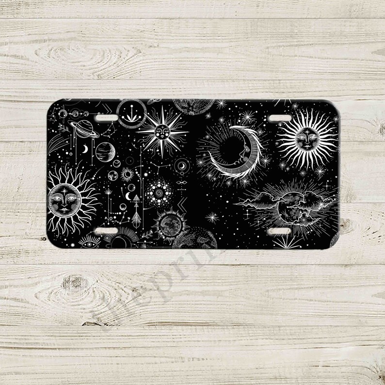 Celestial Pattern Sun and Moon License Plate Frame | Etsy