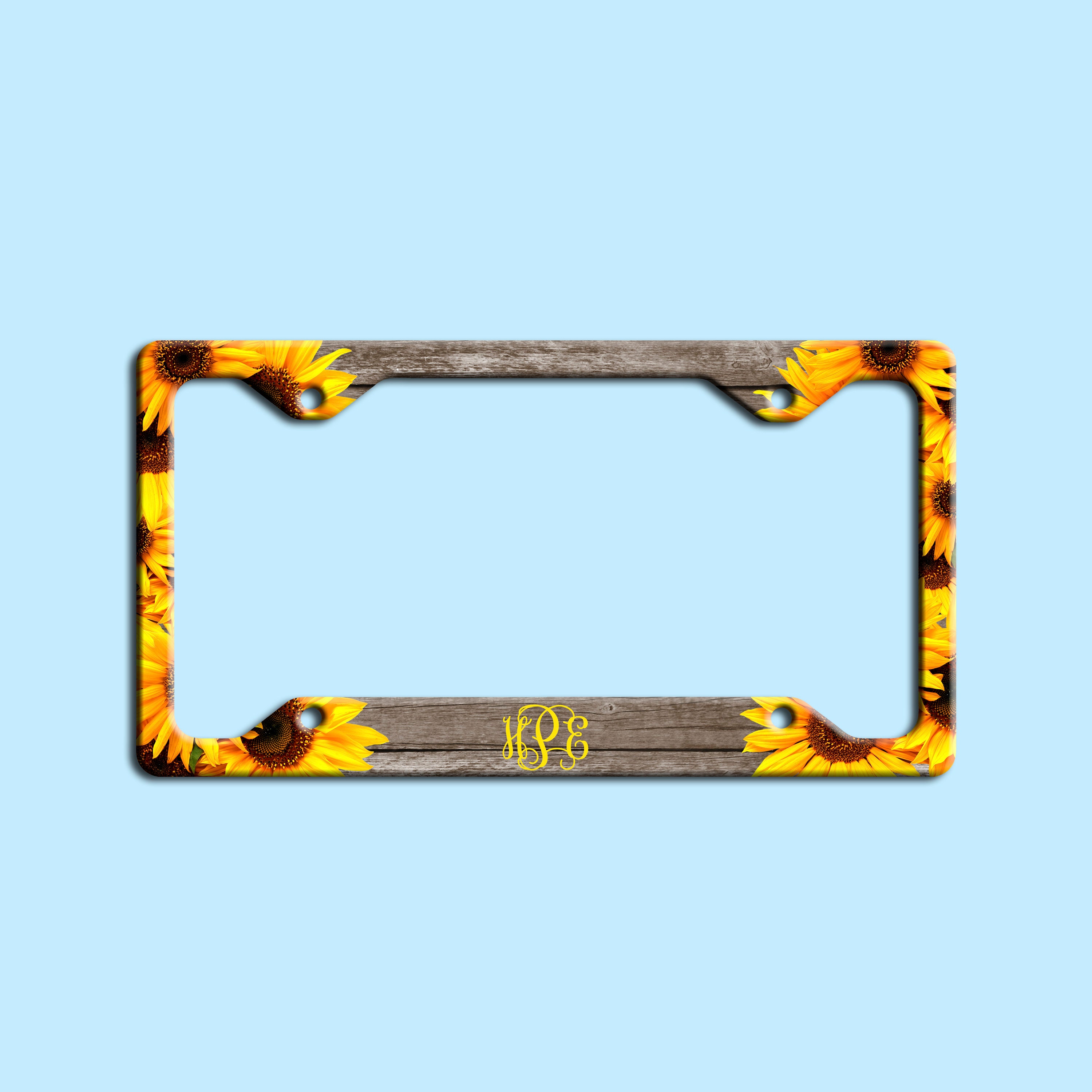 Sunflower License Plate Frame, Monogrammed License Plate, Personalized ...
