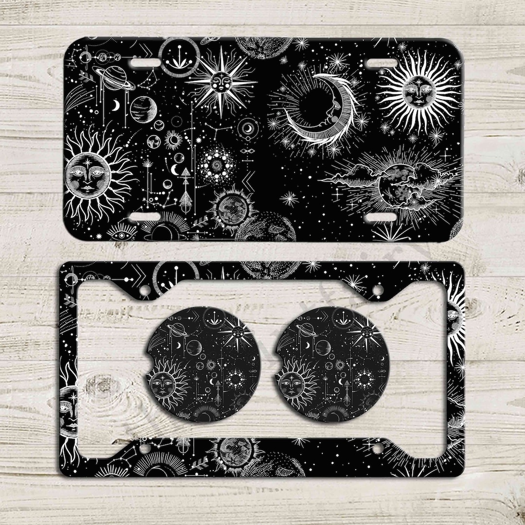Celestial Pattern Sun and Moon License Plate Frame, Monogrammed License ...