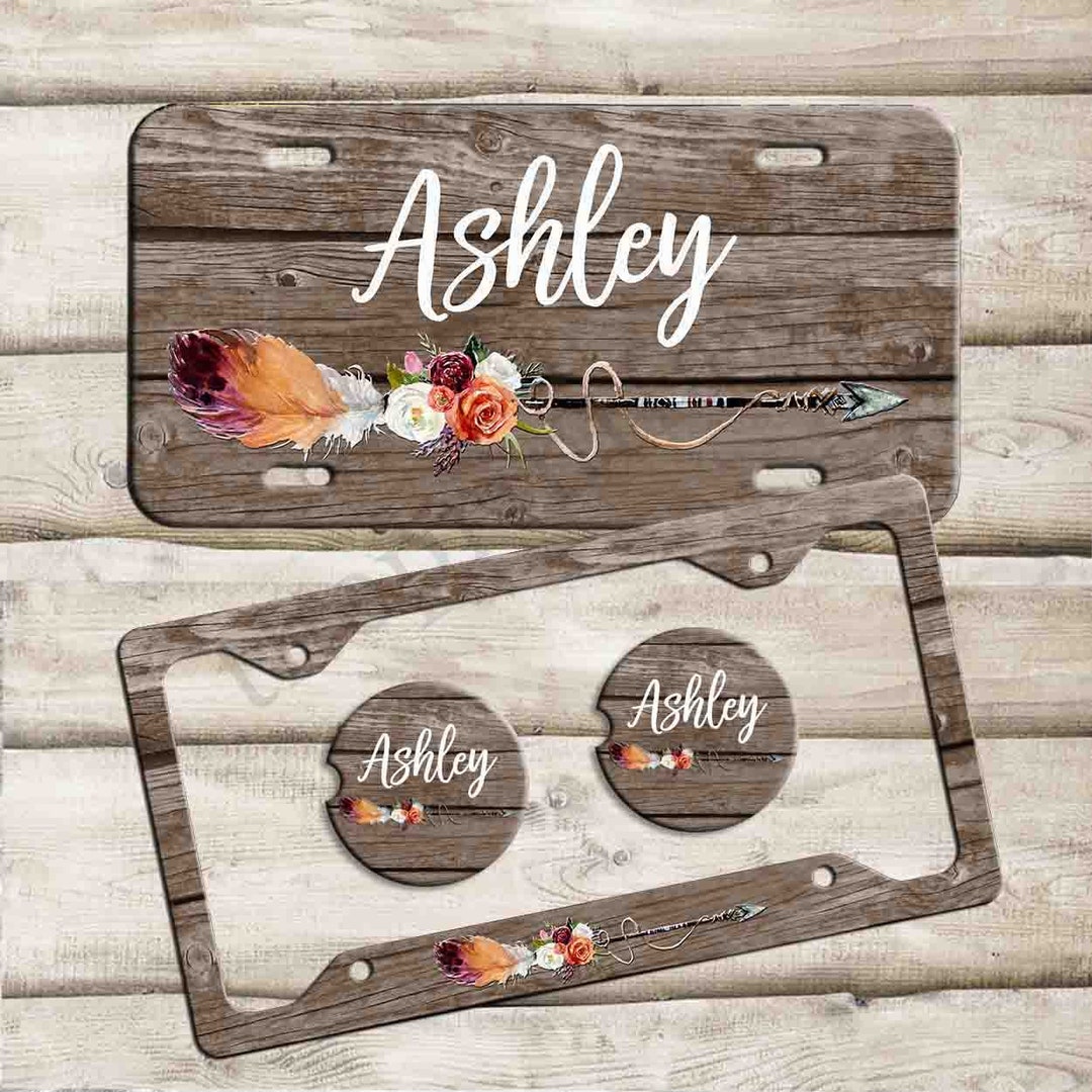 Monogrammed License Plate, Wood Tribal Monogram License Plate Frame ...