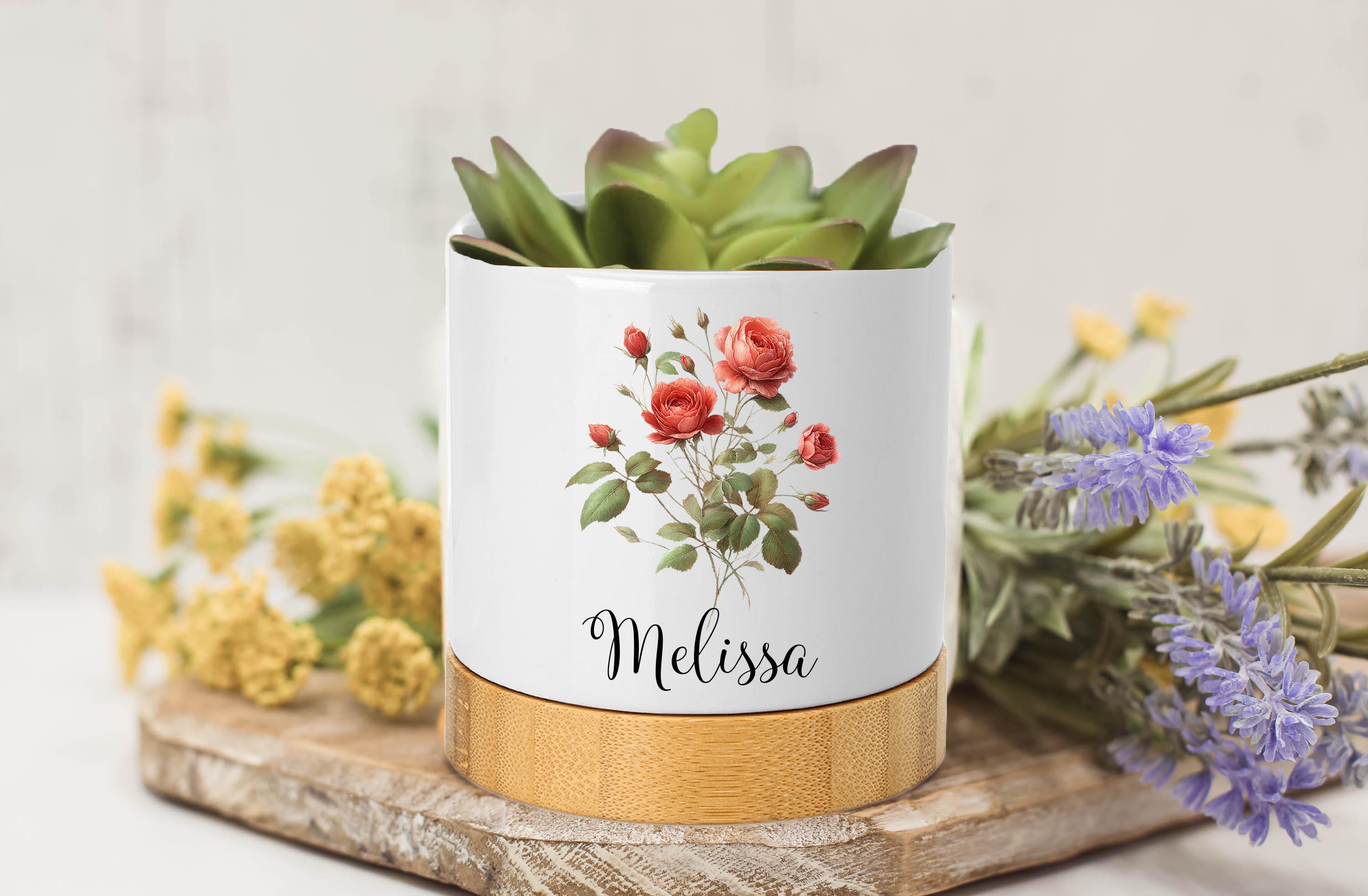 Personalized Birth Flower Succulent Pots, Succulent Planter With ...