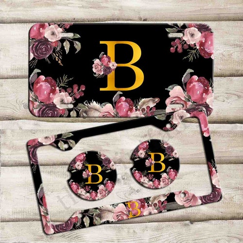 Floral License Plate Personalized Front License Plate - Etsy