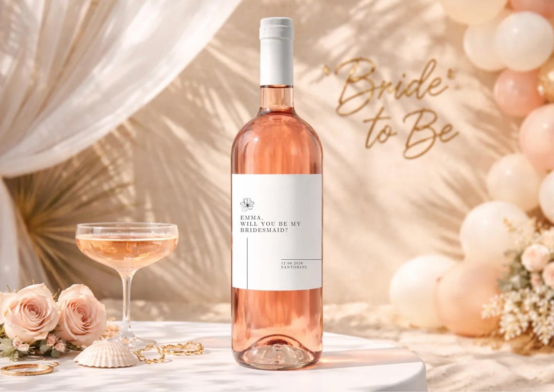Bridesmaid Proposal Wine Label Template, Editable Canva Design (instant ...