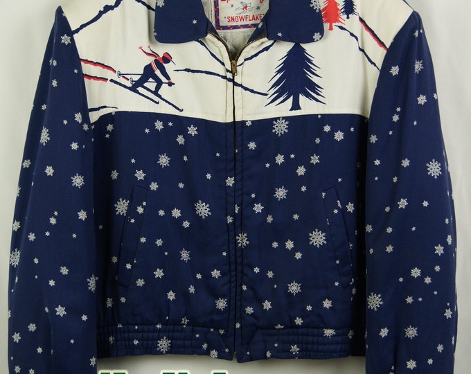 1950s Ricky Jacket Rayon Gabardine Rare "snowflake" Pattern XL - Etsy