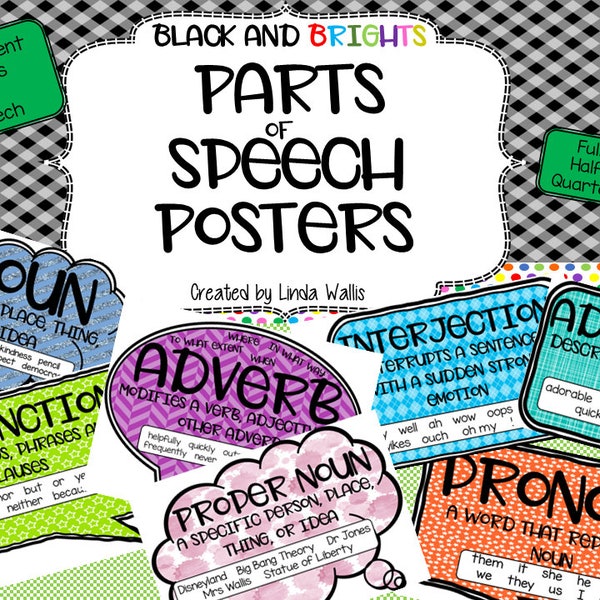 Parts of Speech Posters - Etsy
