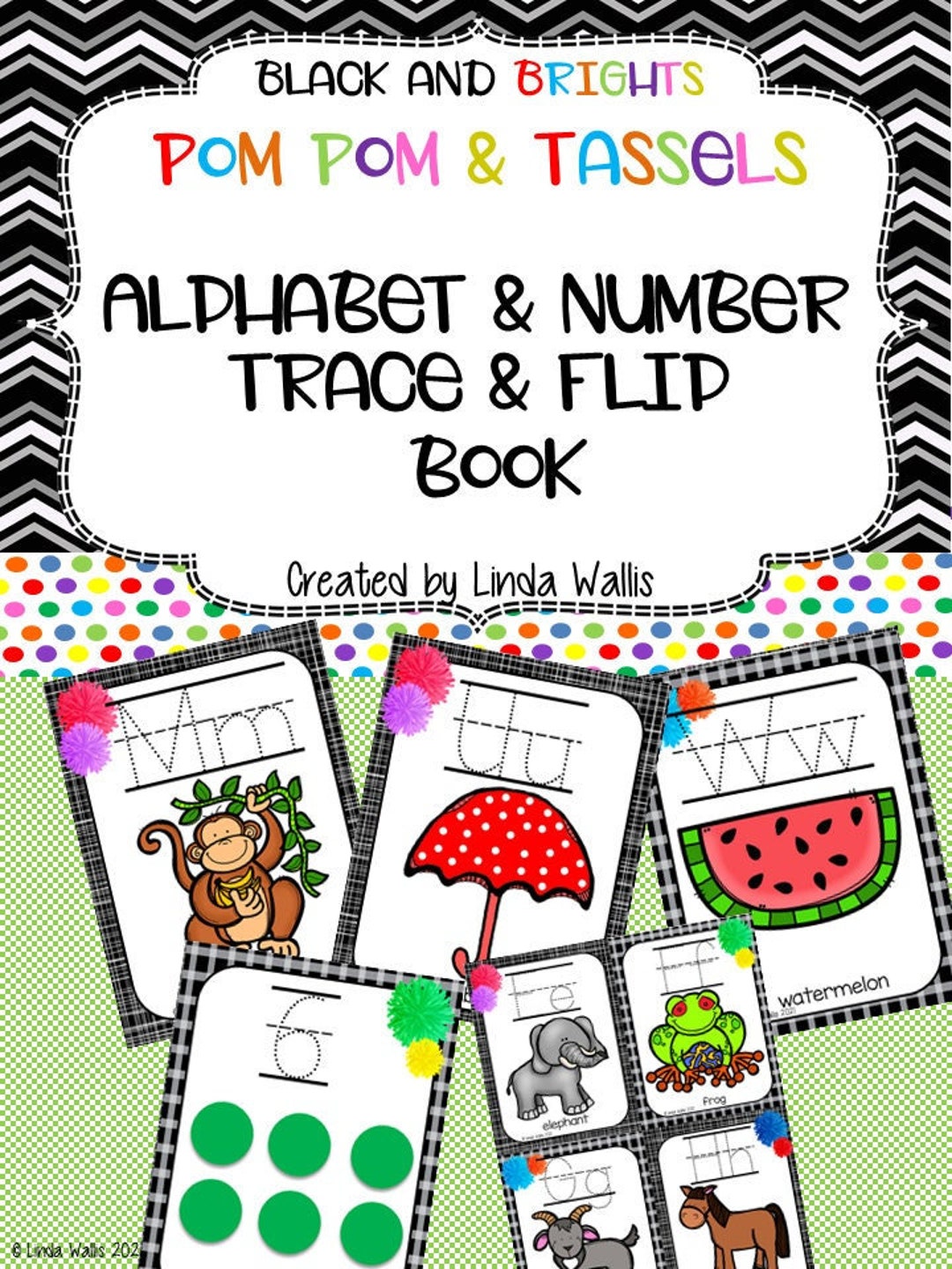 Pom Poms and Tassels Alphabet and Number Trace and Flip Book - Etsy