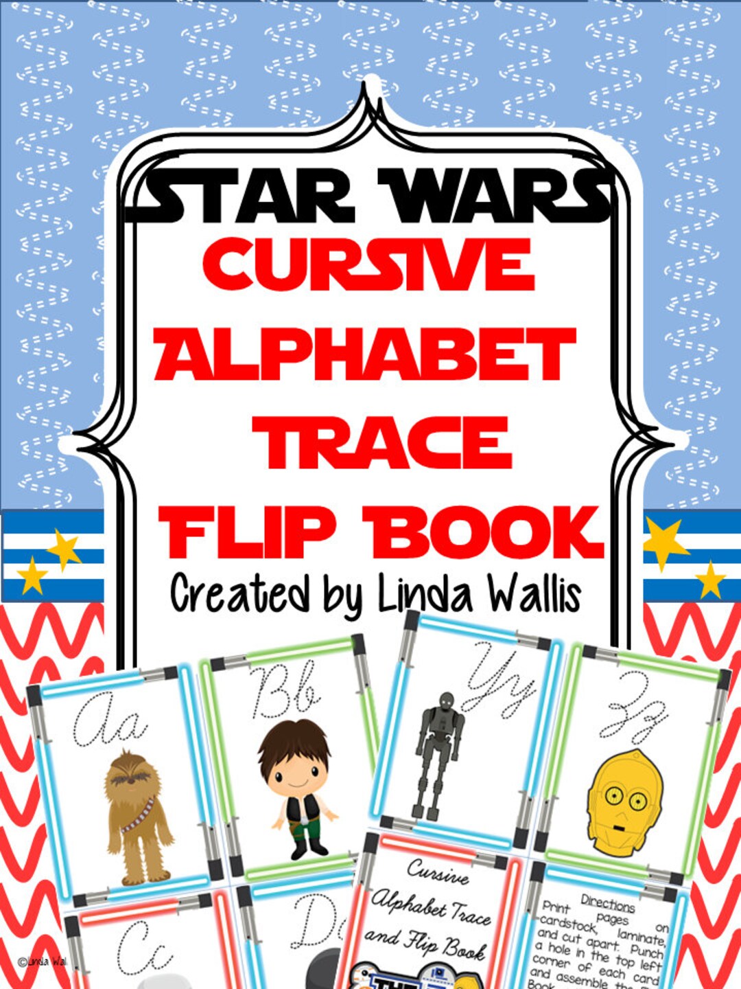 Star Wars Themed Cursive Dot Letter Trace & Flip Book - Etsy