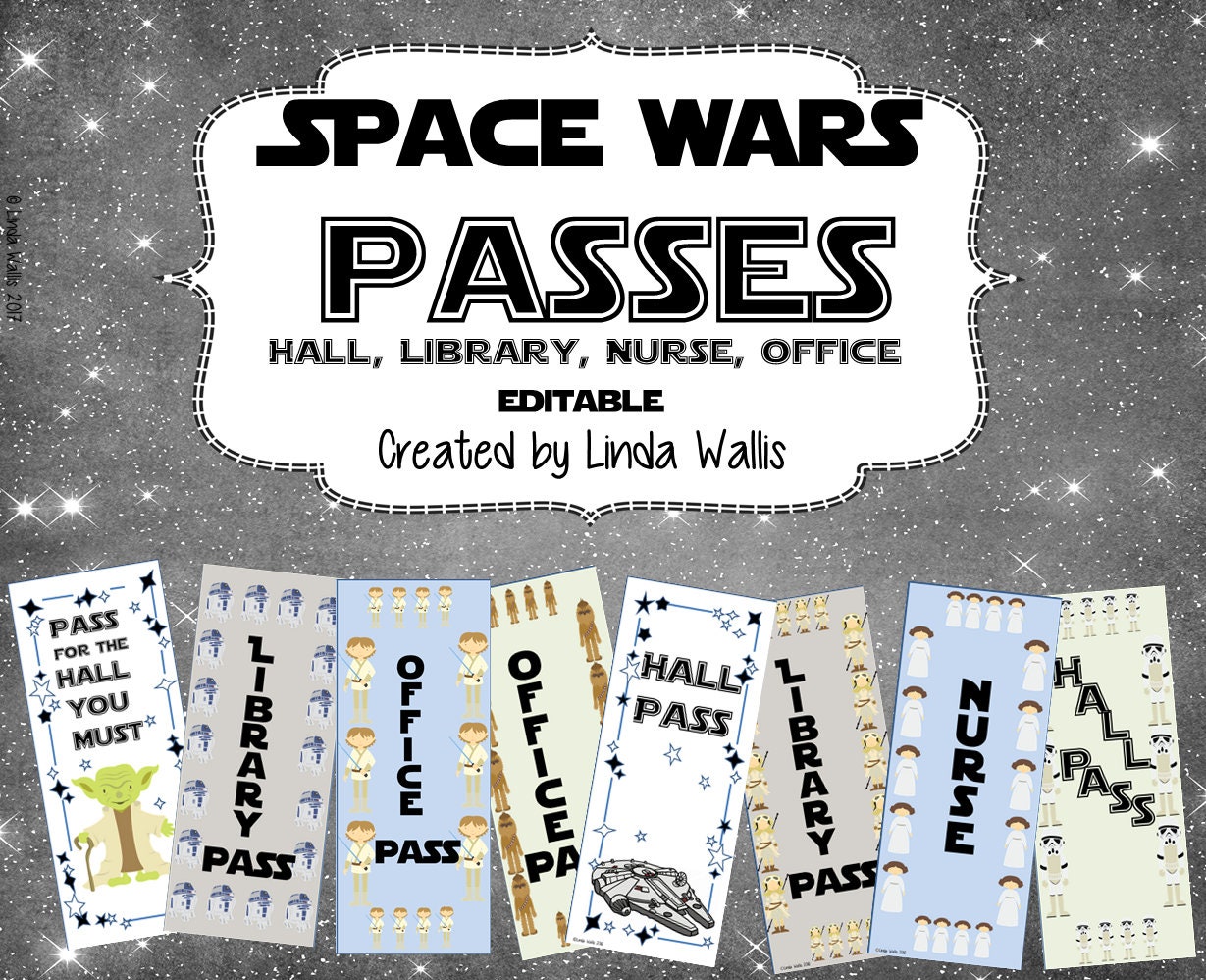 Star Wars Themed Classroom Passes - Editable - Etsy