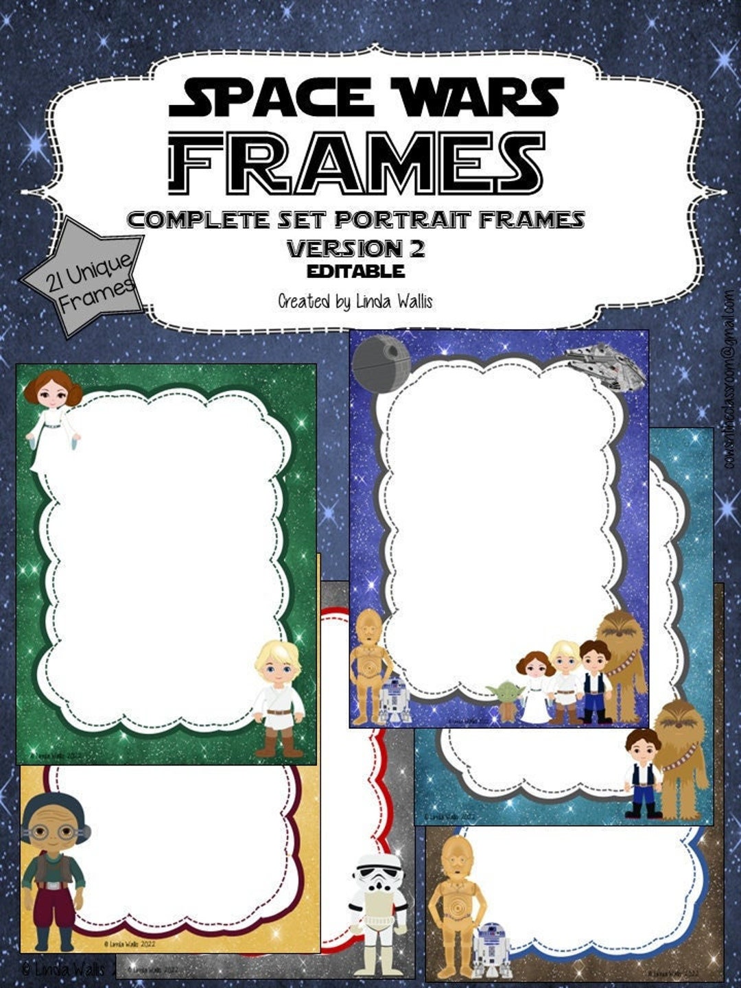 Star Wars-themed Portrait Frames Version 2 Editable - Etsy