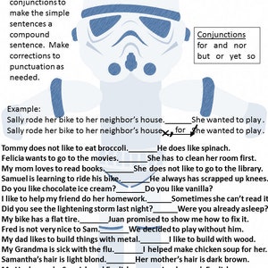 Star Wars Themed Compound Sentences Posters and Worksheet - Etsy