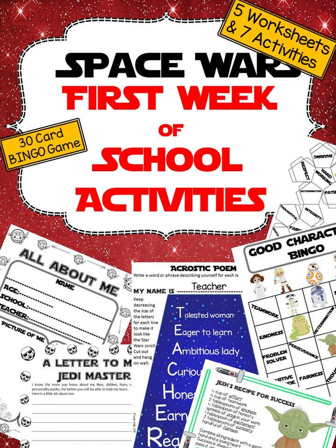 Star Wars Themed First Week of School Activities - Etsy