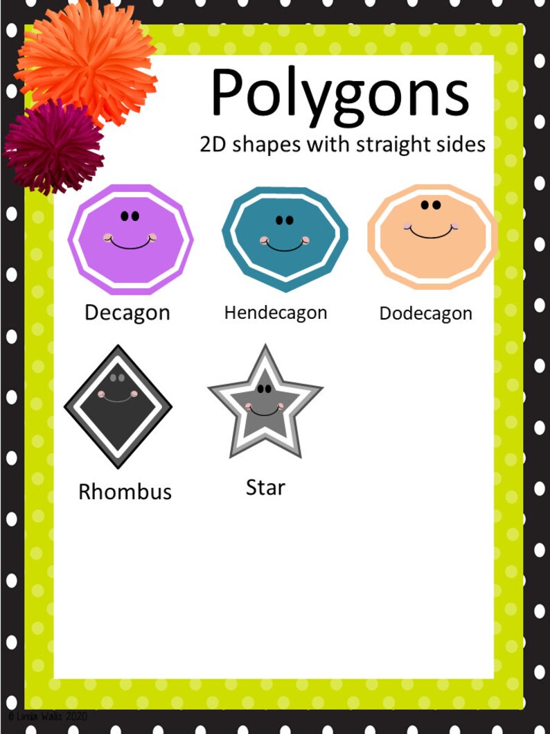 Pom Poms and Tassels 2D and 3D Shapes Posters, Half Posters and Sorting ...
