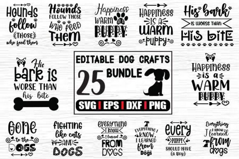 Editable Dog Design Crafts Bundle, Custom Dog SVG PNG, Personalized Pet ...