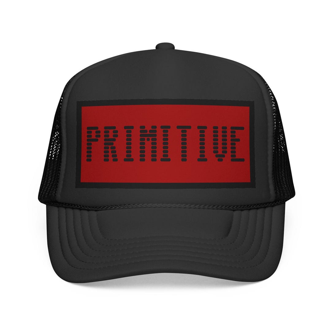 Primitive Patch Trucker Cap | Red Black Retro Lettering - Etsy