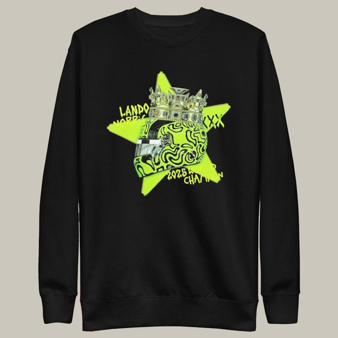 Lando Norris 2025 Swetshirt, World Champion Merch Helmet Crown, Helmet ...