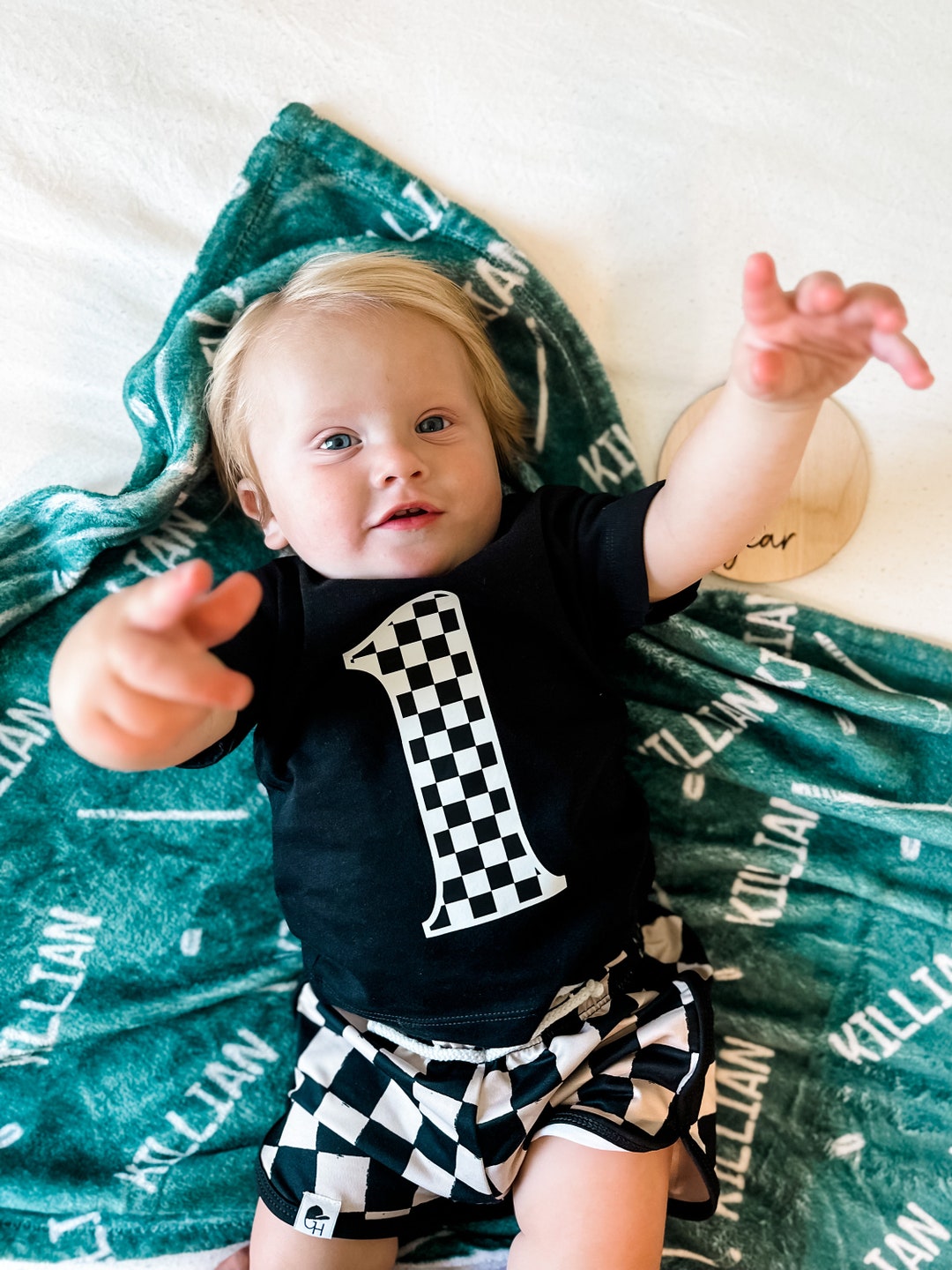 Checker Shirt First Birthday Fast One T-shirt Checkered Flag Race Car ...