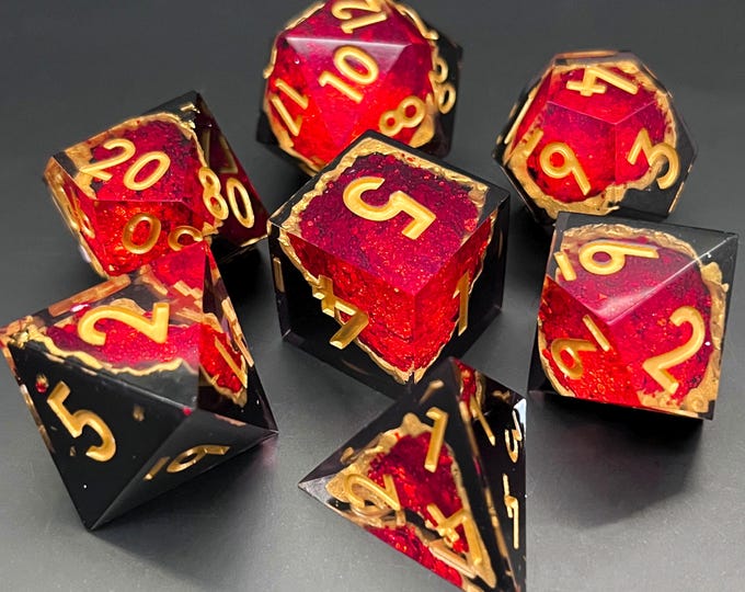 Genius Invokation TCG Dice Set, Handmade 8 Pcs Rhombic Solid Polyhedral ...