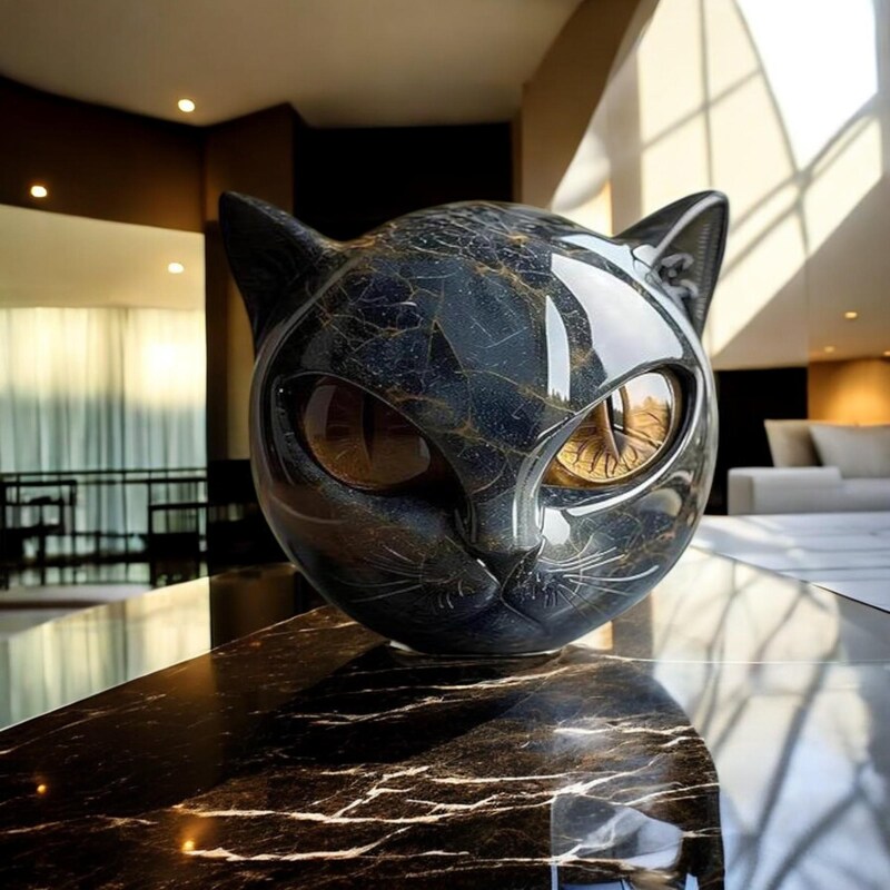 Luxury Black Cat Stone Sculpture - Etsy