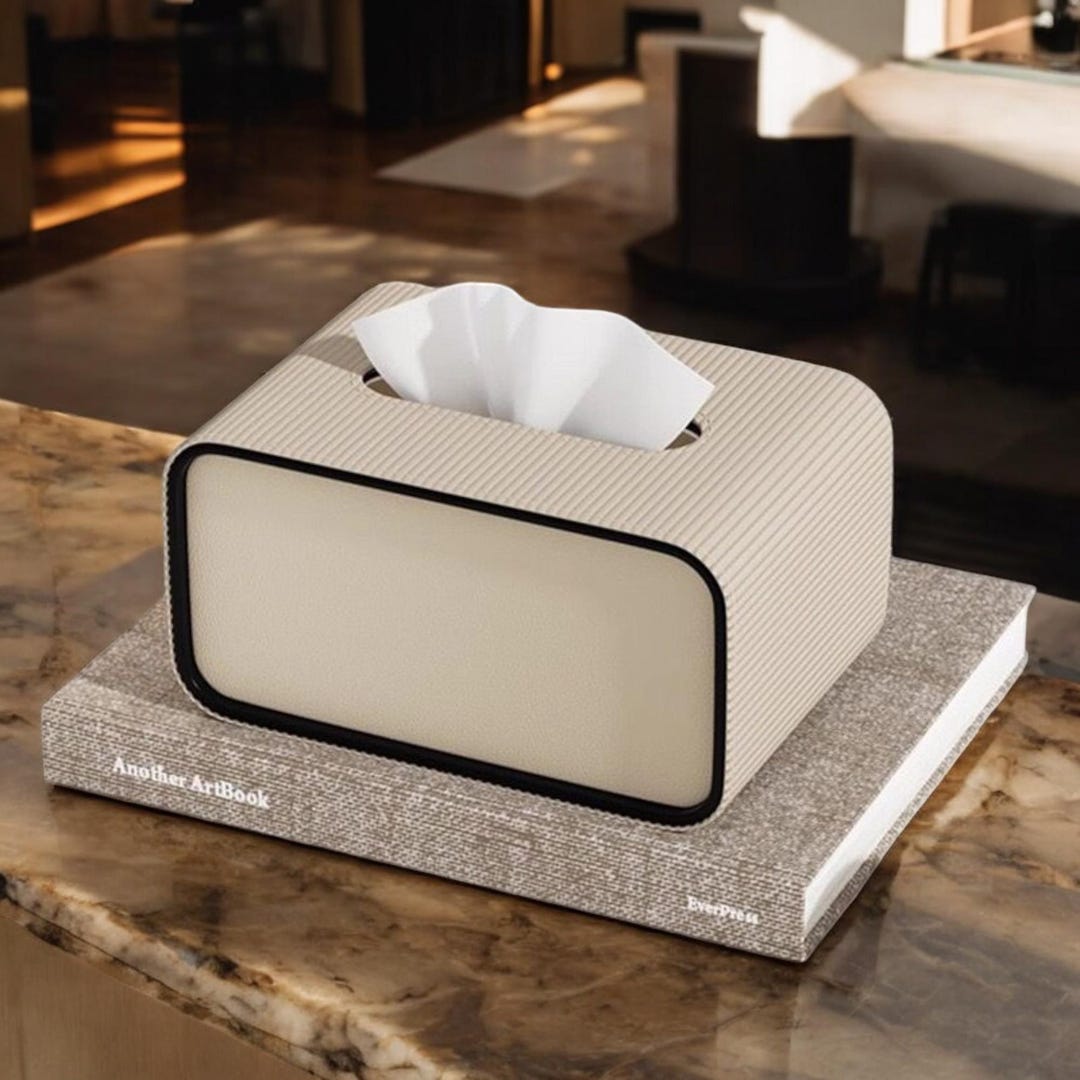 Oval Leather Tissue Box Holder, Luxury Paper Cover for Living Room ...