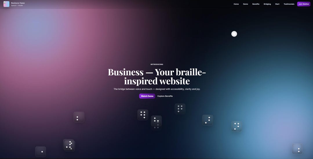 Braille Inspired Dark Aesthetic Design - Website Template - Etsy