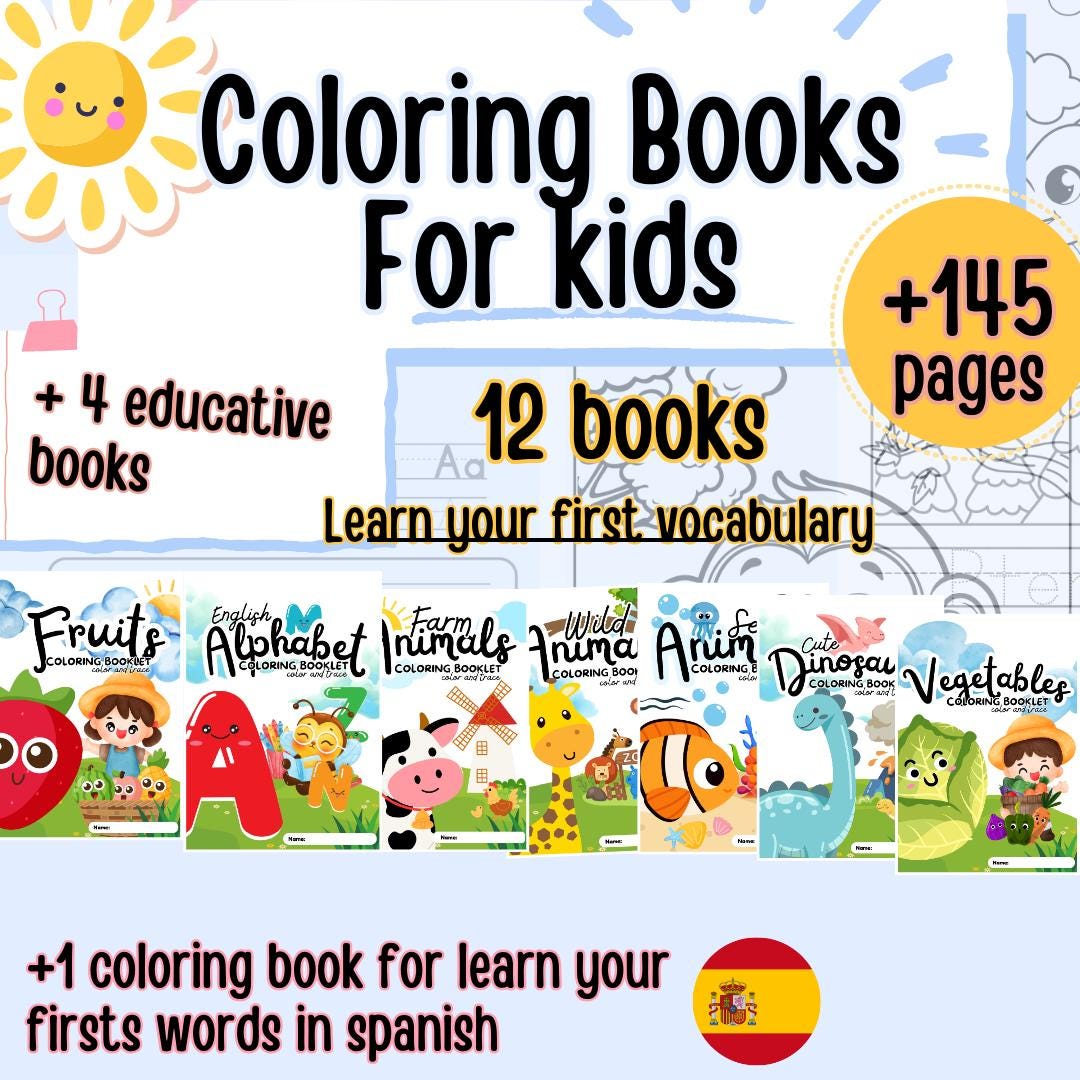 Kids Coloring & Learning Bundle | Preschool Activity Pages | Spanish ...