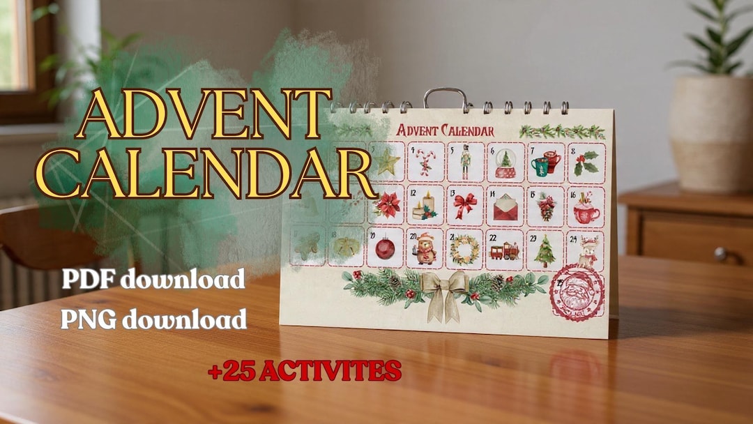 Printable + Interactive Christmas Advent Calendar | Editable in Canva ...