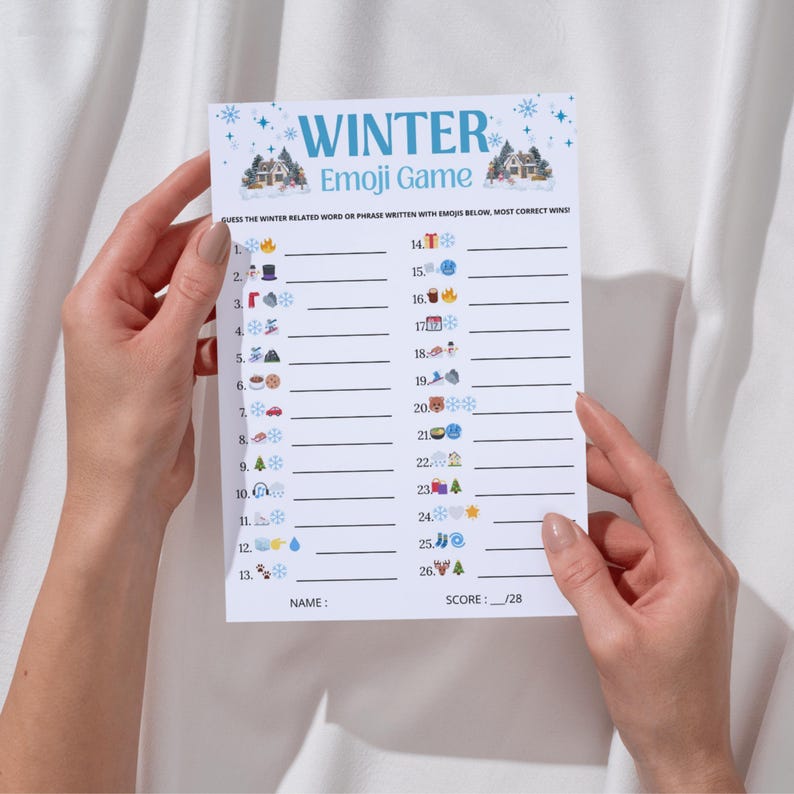 Winter Emoji Game Printable, Winter Emoji Pictionary PDF, Family and ...