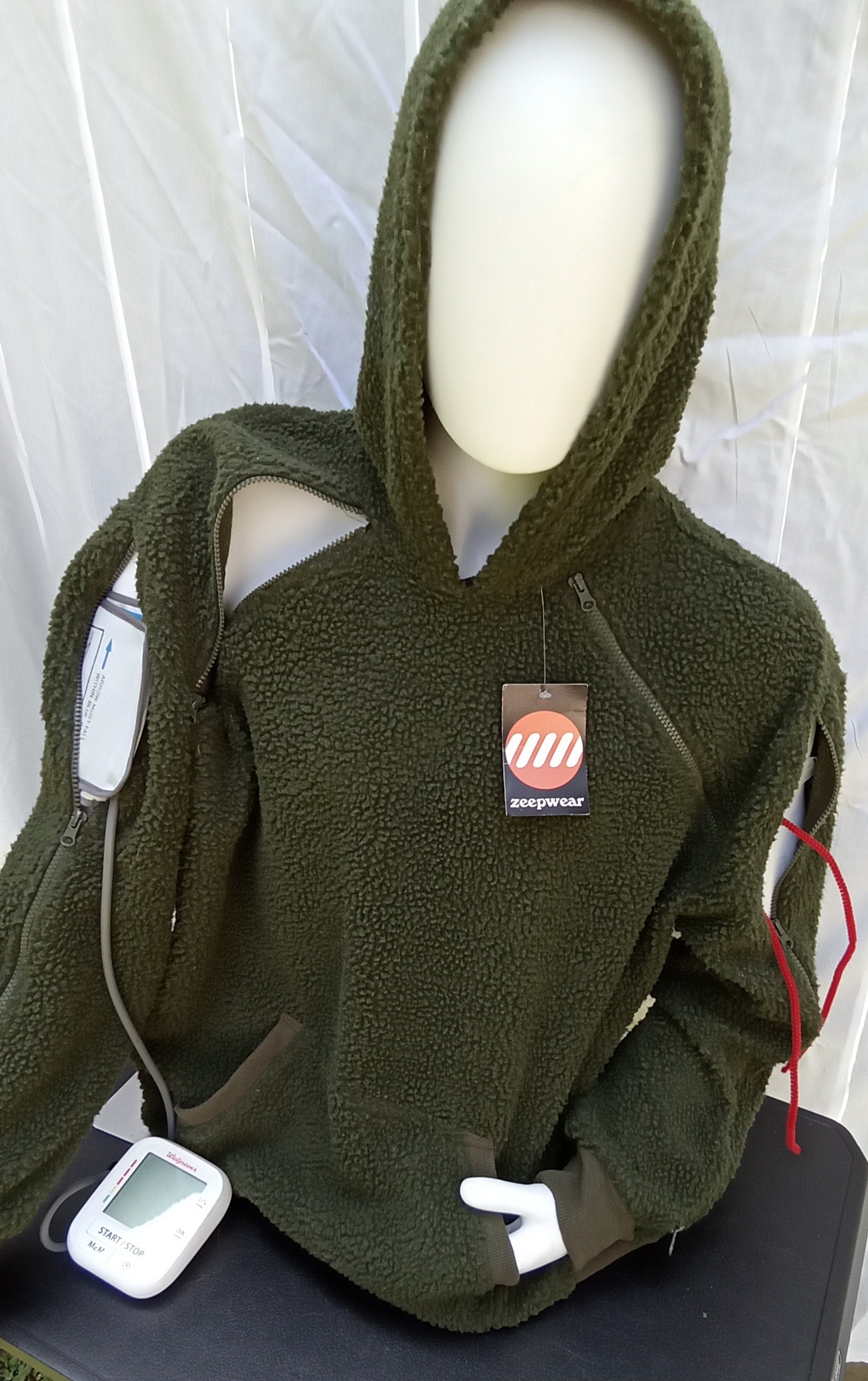 Hooded Sweatshirt With 4 Strategically Placed Zippers in Collar and in ...