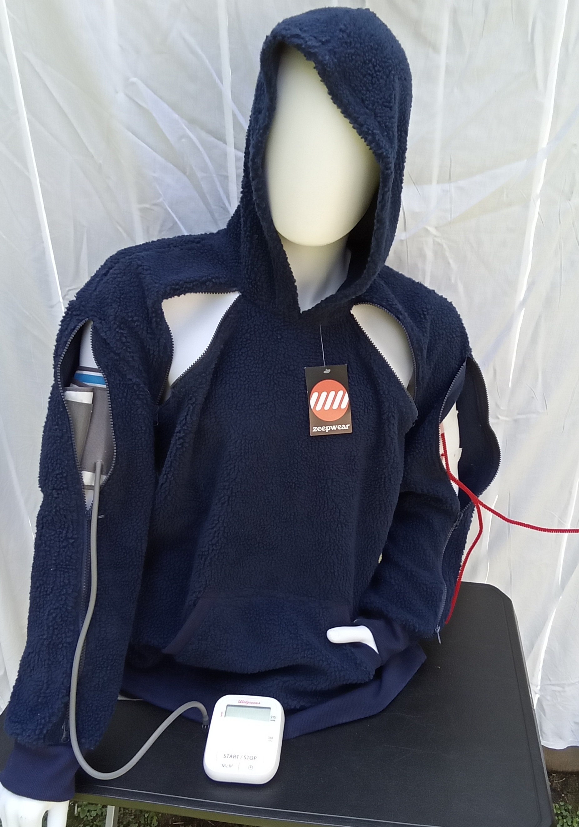 Hooded Sweatshirt With 4 Strategically Placed Zippers in Collar and in ...