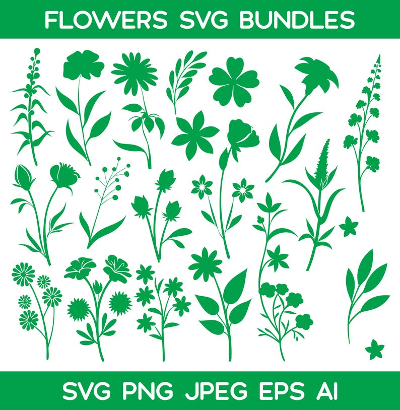 Cute Flowers Mega Bundle SVG PNG | Floral Cut Files for Cricut and ...