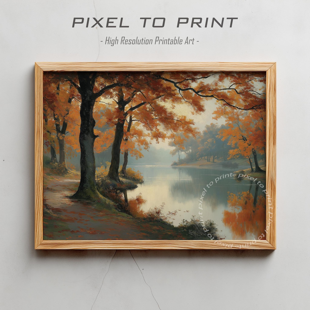 Fall Countryside Landscape Printable, Rustic Nature Wall Art Download ...