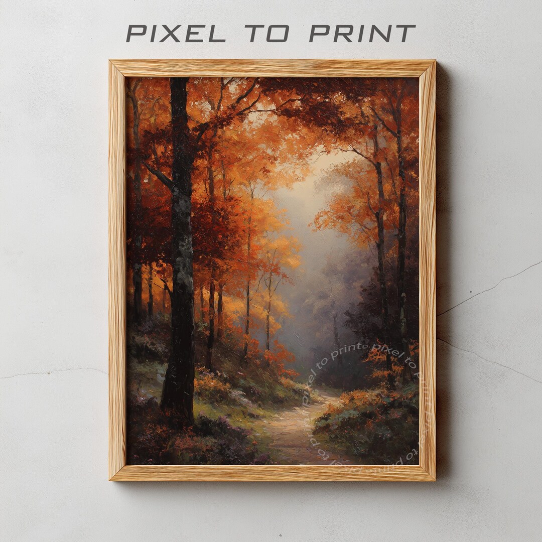 Autumn Forest Path Printable, Moody Fall Nature Wall Art - Etsy