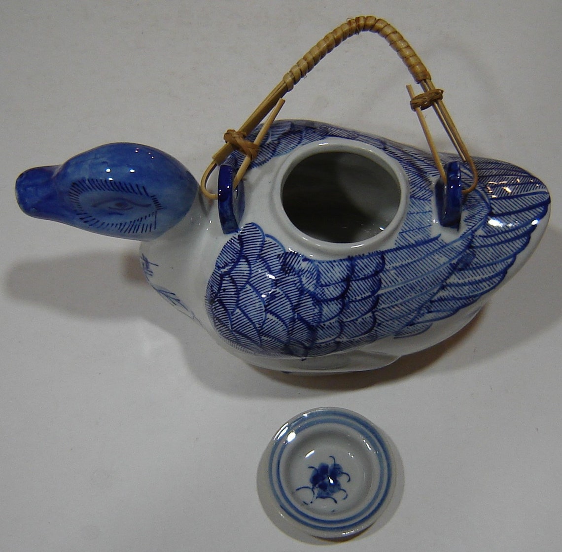 Vintage Ceramic Hand Painted CERAMIC DUCK TEAPOT blue & White - Etsy