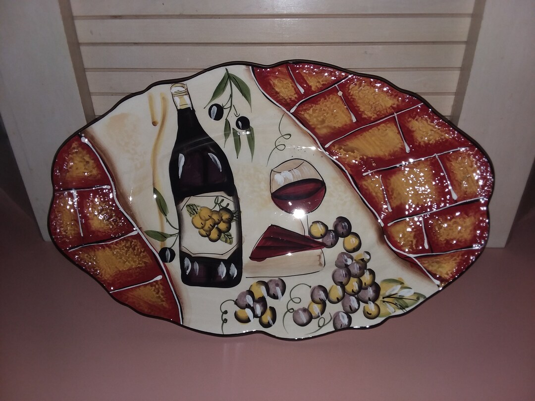 Vintage D'LUSSO HOME COLLECTION Oval Serving Platter - Wine-grapes ...
