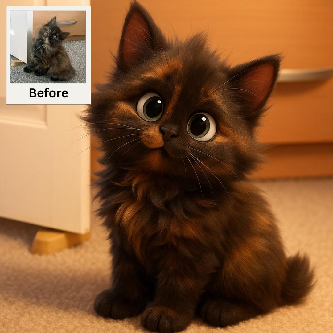 Custom Pixar-style Pet Portrait, Digital Download Only, Cute Cartoon ...